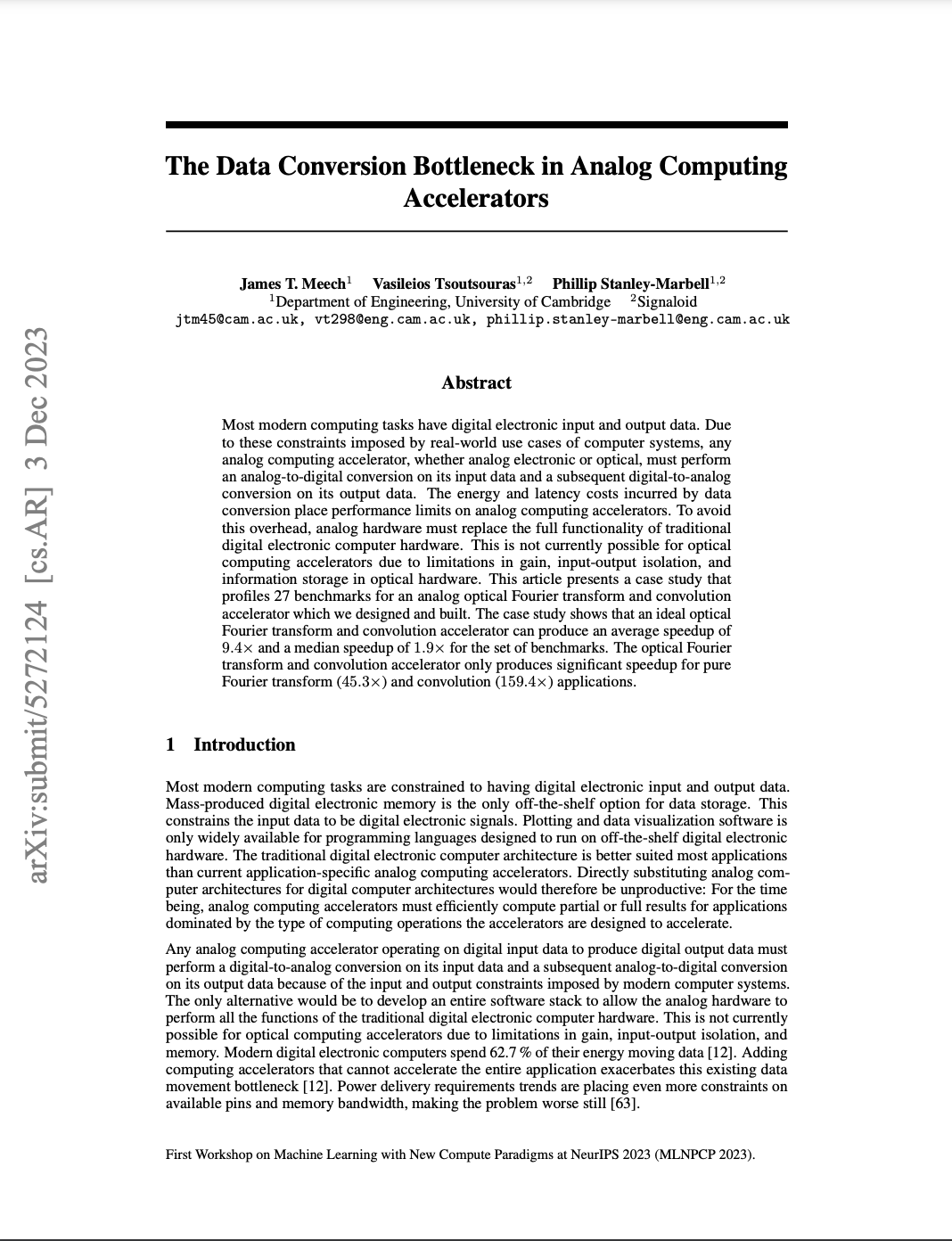 The Data Conversion Bottleneck in Analog Computing Accelerators