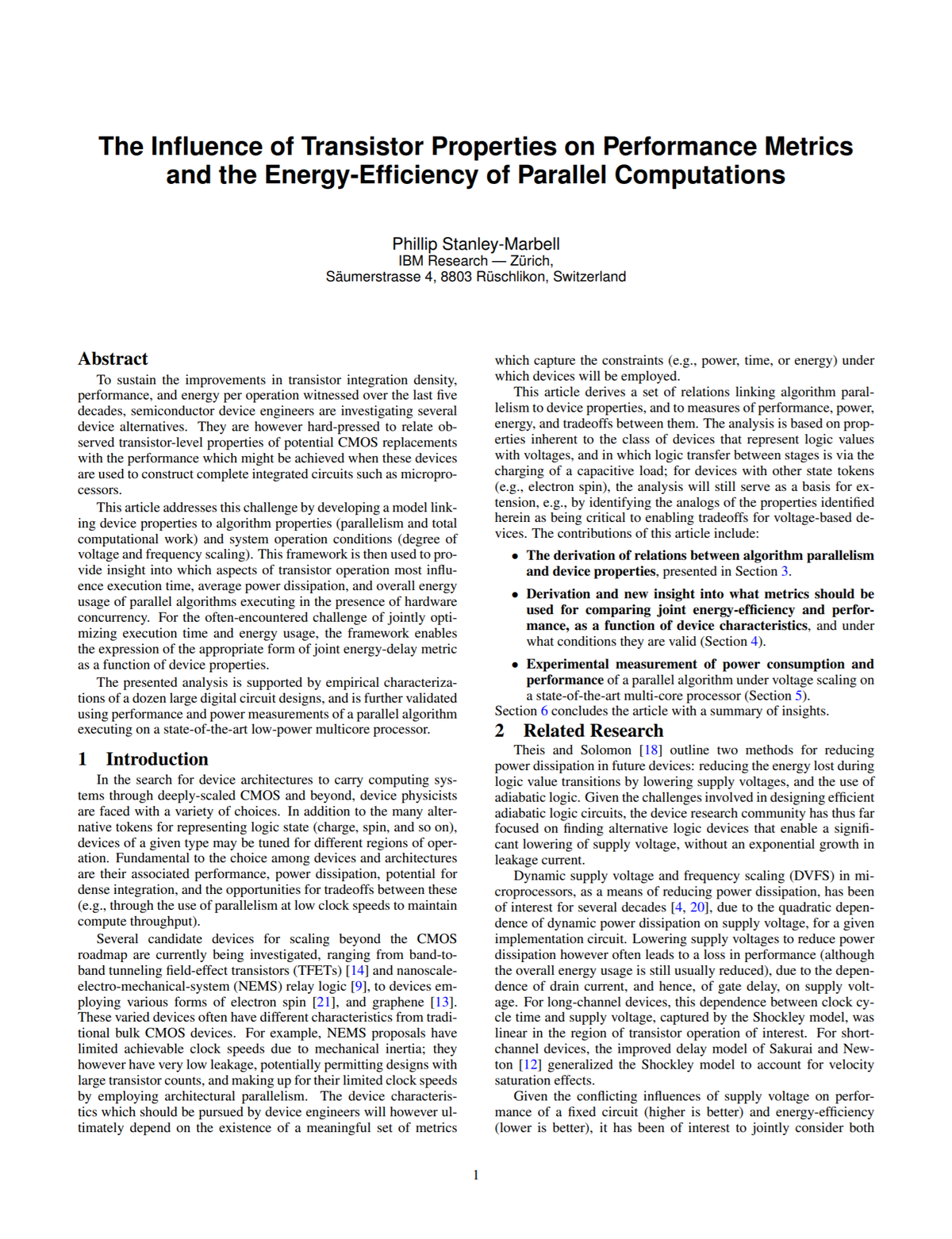 The Influence of Transistor Properties on Performance Metrics and the Energy-Efficiency of ...