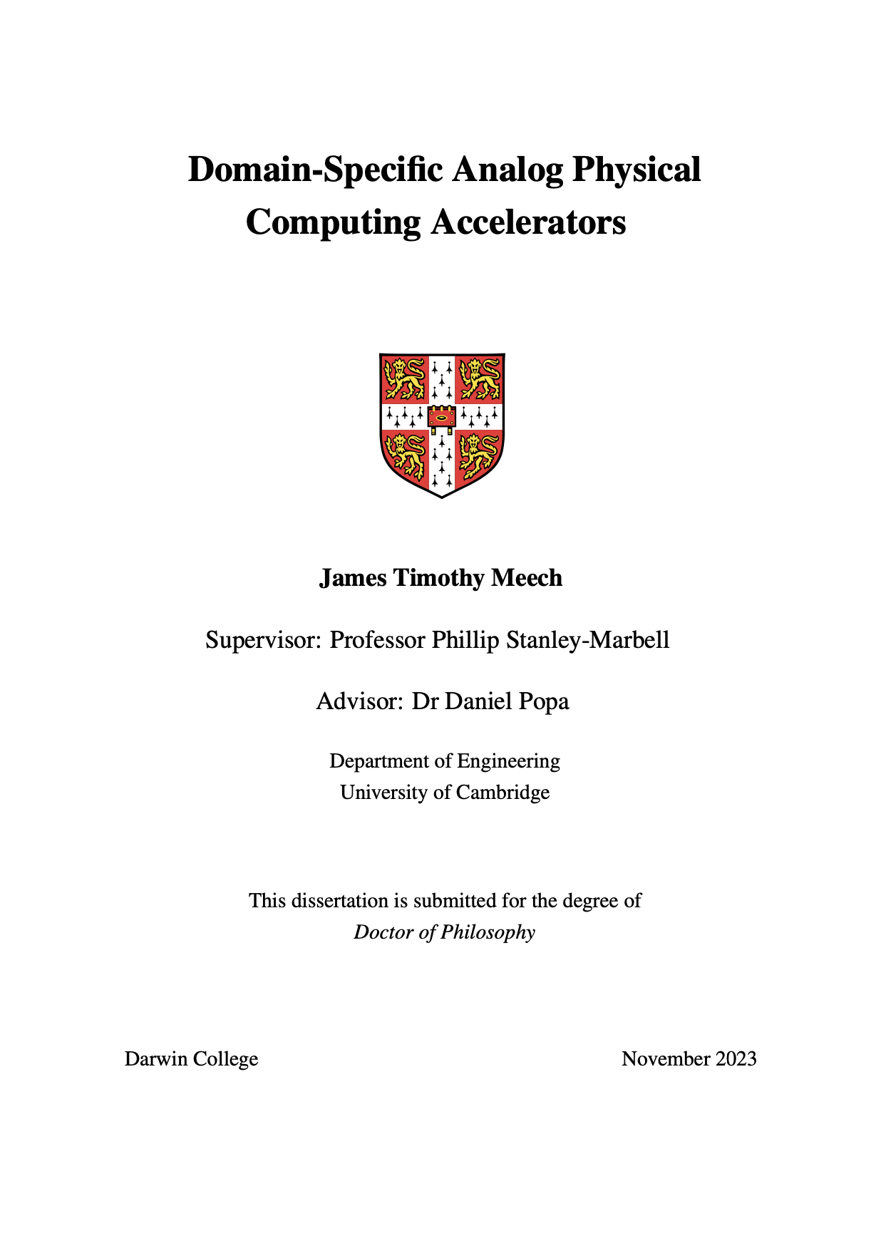 Domain Specific Analog Physical Computing Accelerators